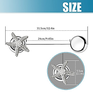 KOLAKO Curtain Tiebacks, Magnetic Curtain Holdbacks Silver Crystal Drapery Magnet Pearl Decorative Modern Curtain Buckle Starfish Metal Curtain Holders No Drill, Ties Backs for Curtains 4 Pack