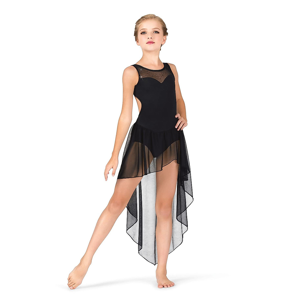 Girls Performance Twinkle Mesh High-Low Tank Dress TW315NUDL Nude Large