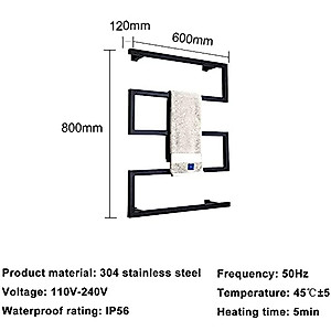 Bathroom Towel Warmer Electric Heated Towel Rack, Towel Warmer Drying Rack, Electric 304 Stainless Steel Heated Towel Rack, 10-Bar Wall Mounted Constant Temperature Heated Towel Rail Bathroom Radiator