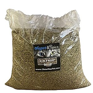 Chewmax Sugar & Spice Catnip for Cats and Kittens - 5 Pound Bulk Bag | 100% All Natural Organic Dried Cat Nip | No Preservatives, Maximum Potency, Grown & Harvested in USA