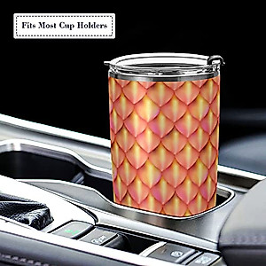Gold Fantasy Dragon Scales Stainless Tumbler Insulated Coffee Cups with Lid and Straw Travel Mug for Hot and Cold Drinks 20oz