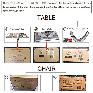 JUFU 67" Glass Dining Room Table Set for 6,Big Modern Rectangular Tempered Glass Dining Table Top Thick 0.39",7 Piece Dining Table with 6 Pcs Leather Dining Chairs