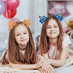 2 Pairs Blue Ears Hair Clips Dog Ears Hair Clips Glitter Bow Barrettes for Halloween Costume Birthday Decorations Blue Party Supplies