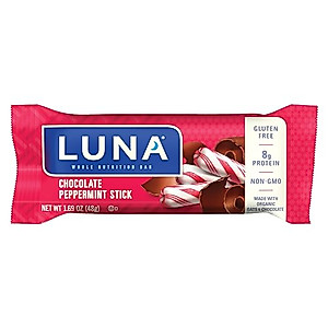 LUNA Bar - Chocolate Peppermint Stick - Gluten-Free - Non-GMO - 7-9g Protein - Made with Organic Oats - Low Glycemic - Whole Nutrition Snack Bars - 1.69 oz. (12 Pack)