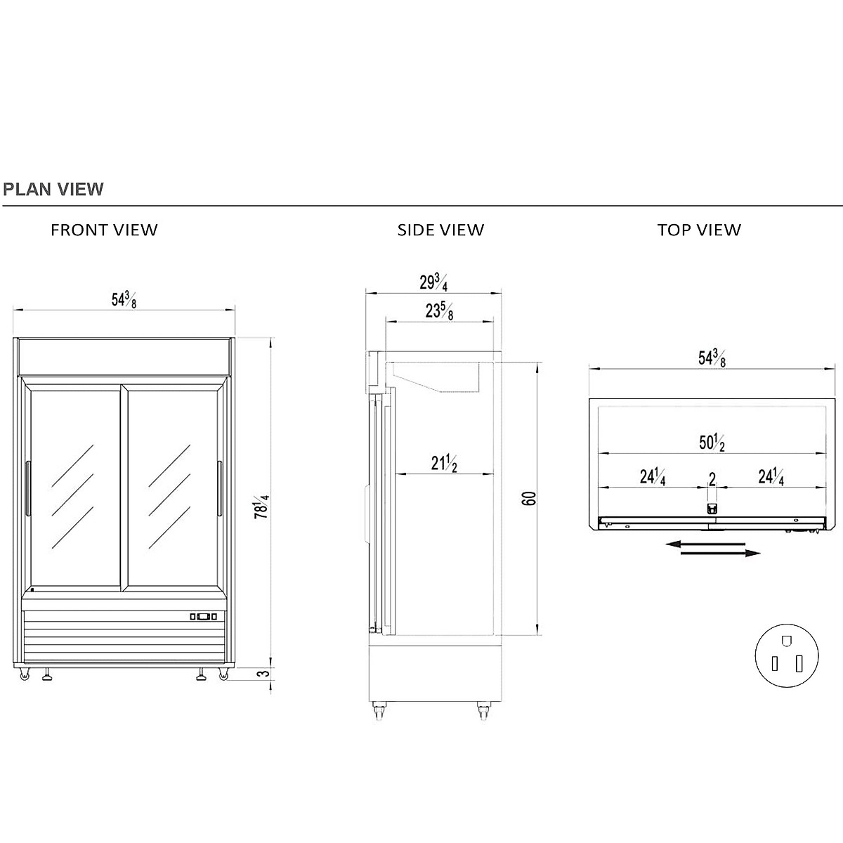 KITMA Two Section Glass Sliding Door Reach-In Refrigerator - Commercial Beverage Refrigerators, Upright Merchandiser Refrigerator, Beverage Cooler with LED Lighting - 48 Cu. Ft