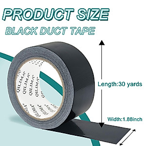 QILIMA Heavy Duty Duct Tape, Professional Grade Duct Tape for Photographers, Industrial, Professional Use, 2 Inch X 30 Yards, 5 Rolls Black