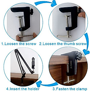 Desk lamp Clamp: 2PACK 1/2 Enlarge Hole Replacement C Clamp for Desk Light,Magnifying Glass with Light,Table Mic Stand,Mic Arm Desk Mount,Swing Arm Phone Holder,for Home Office Work Task (BLACK)