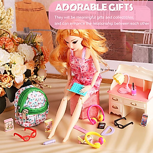 29 Pieces Dollhouse Accessories Mini Laptop Computer Tablet Phone Toy Miniature Glasses Headset Backpack Drink Toys Plastic Doll Accessories