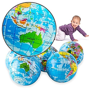 Koogel 16 PCS Globe Squeeze Balls, 3 Inch Earth Stress Relief Toys Foam Squeeze Balls Educational Stress Balls for Finger Exercise School Carnival Reward Party Bag Gift Stress Relief Toys