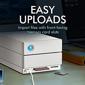 LaCie 2big Dock RAID 16TB External RAID Hard Drive HDD with SD Card CF Card Slots, for Mac and PC Desktop Data Redundancy Thunderbolt 3 USB-C USB 3.0, 1 Month Adobe CC, Data Recovery (STGB16000400)