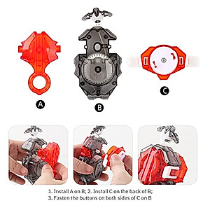 DWIN Bey Battling Toys Burst Booster GT Starter B-145 Venom Diabolos / Devolos .Vn.Bl Battle with B-184 Custom String Bey Launcher LR Left+Right Spin & Launcher Grip Spinning Top Toys Set (B-145)