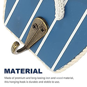 STOBOK Wall Hanging Decor Nautical Wall Hook Hanger Wood Boat Shape Storage Hook Decorative Hand Towel Rack Heavy Duty Key Holder for Coastal Bathroom Bedroom Kitchen Blue Hanger Hooks