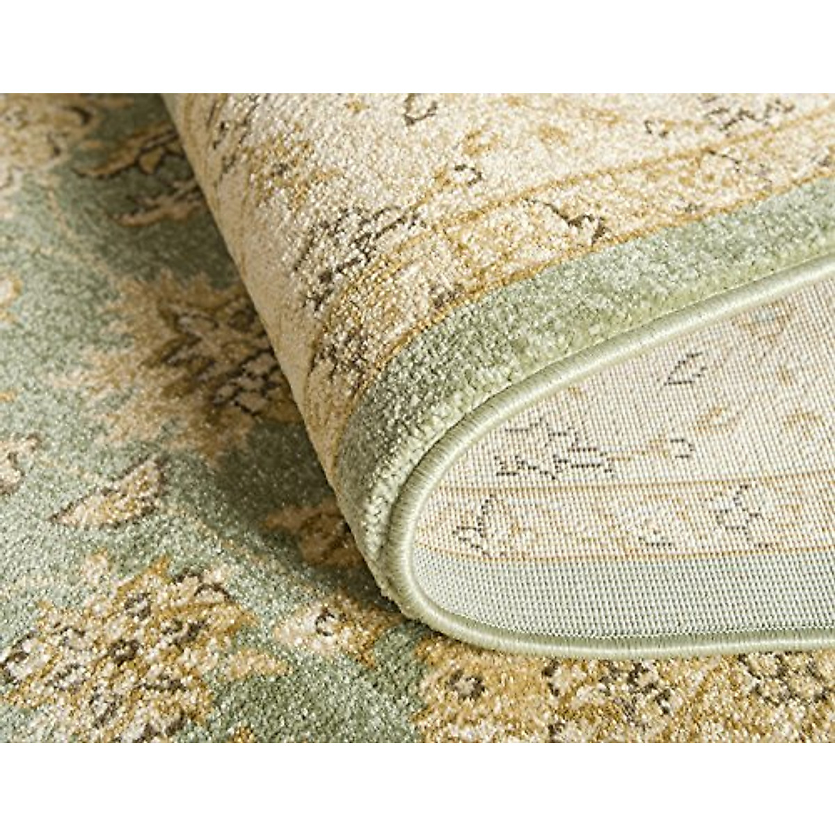 Unique Loom Edinburgh Collection Classic Oriental Traditional French Floral Country Inspired Design Area Rug, 5' 1" x 8' Rectangle, Light Green/Cream