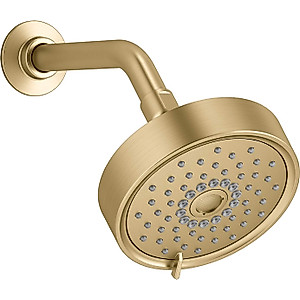 KOHLER 22170-G-2MB Purist Multi-Function Showerhead, Wall-Mount, 3 Spray Settings, 1.75 GPM, Vibrant Brushed Moderne Brass
