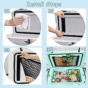 GREJOLLY Cooler Storage Bag - Adhesive Elastic Cooler Net Pocket - Nylon Mesh Cooler Organizer Insert - Camping Igloo Cooler 02 Cooler Net-L