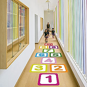 Haokaini 10 Number Lattice Floor Sticker Wall Decals Funny Number Hopscotch Game Wall Sticker for Baby Room Bedroom Classroom Ground Corridor Nursery