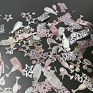 EMAAN Happy Birthday Confetti Rose Gold and Silver Metal Foil Birthday Colorful Sequins, Party Table Scatter Decoration Exquisite Birthday Party (Rose Gold Silver)