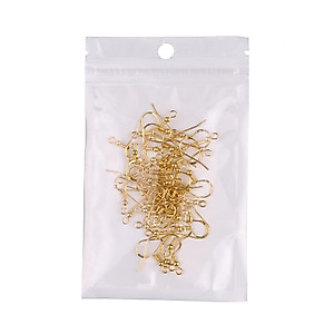 14K Gold Earring Hooks 50 PCS - Earring Hooks for Jewelry Making - Hypoallergenic Earring Hooks, Ear Wires Fish Hooks, Earring Findings, Earring Hardware, Earring Making Supplies for DIY Earrings