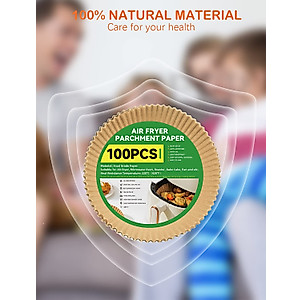 Air Fryer Disposable Paper Liner, Parchment Sheets Round Baking Paper for Air Fryer, Microwave Oven, Roaster, Pan - 100Pcs (8 inch/20cm)