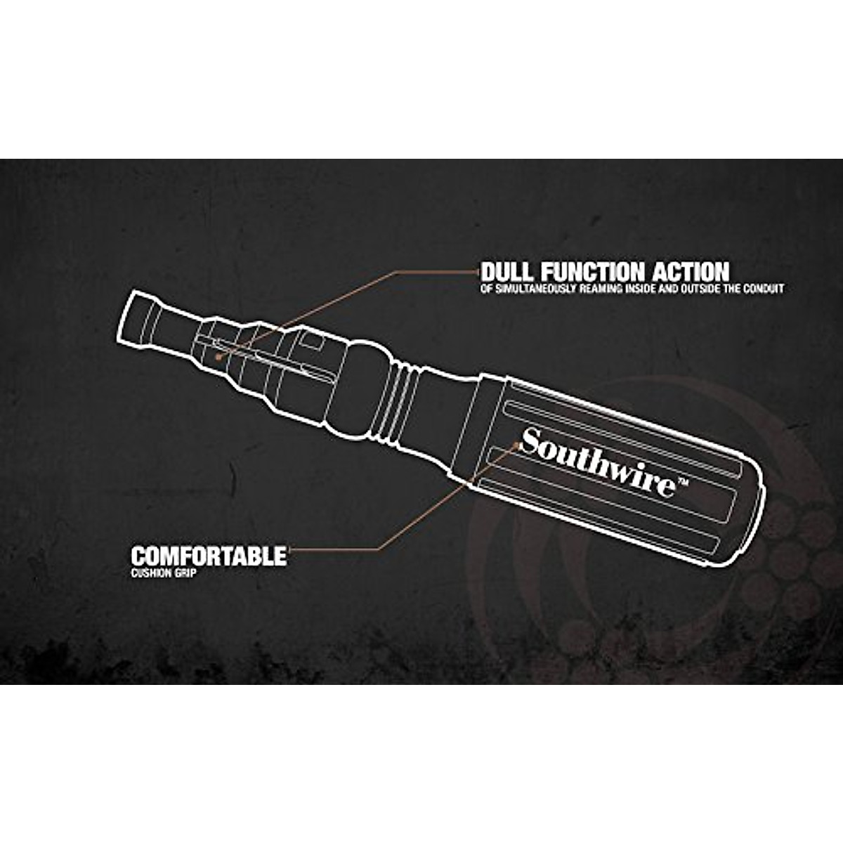 Southwire SDCFR Conduit Fitting Reaming Screwdriver; Heavy Duty; Dual Function; Multi Use Detachable Head; Compatible with Drill; Cushion Grip Handles for Comfort