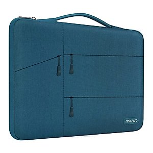 MOSISO 360 Protective Laptop Sleeve Compatible with MacBook Air 13 inch M3 M2 M1 2024-2018 / Pro 13 inch 2024-2016 / Surface Pro 9/8/7/6/X/5/4/3, Polyester Bag with Pockets&Belt, Deep Teal