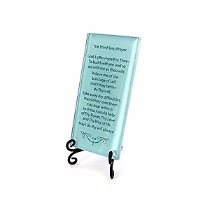 Lifeforce Glass The Third Step Prayer Inspirational Glass Plaque. Beloved Prayer Provides Loving Support and Encouragement for Those in Recovery. Includes Folding Easel Seafoam.