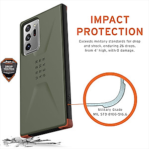URBAN ARMOR GEAR UAG Compatible with Samsung Galaxy Note20 Ultra 5G Case [6.9-inch Screen] Sleek Ultra-Thin Shock-Absorbent Civilian Protective Cover, Olive