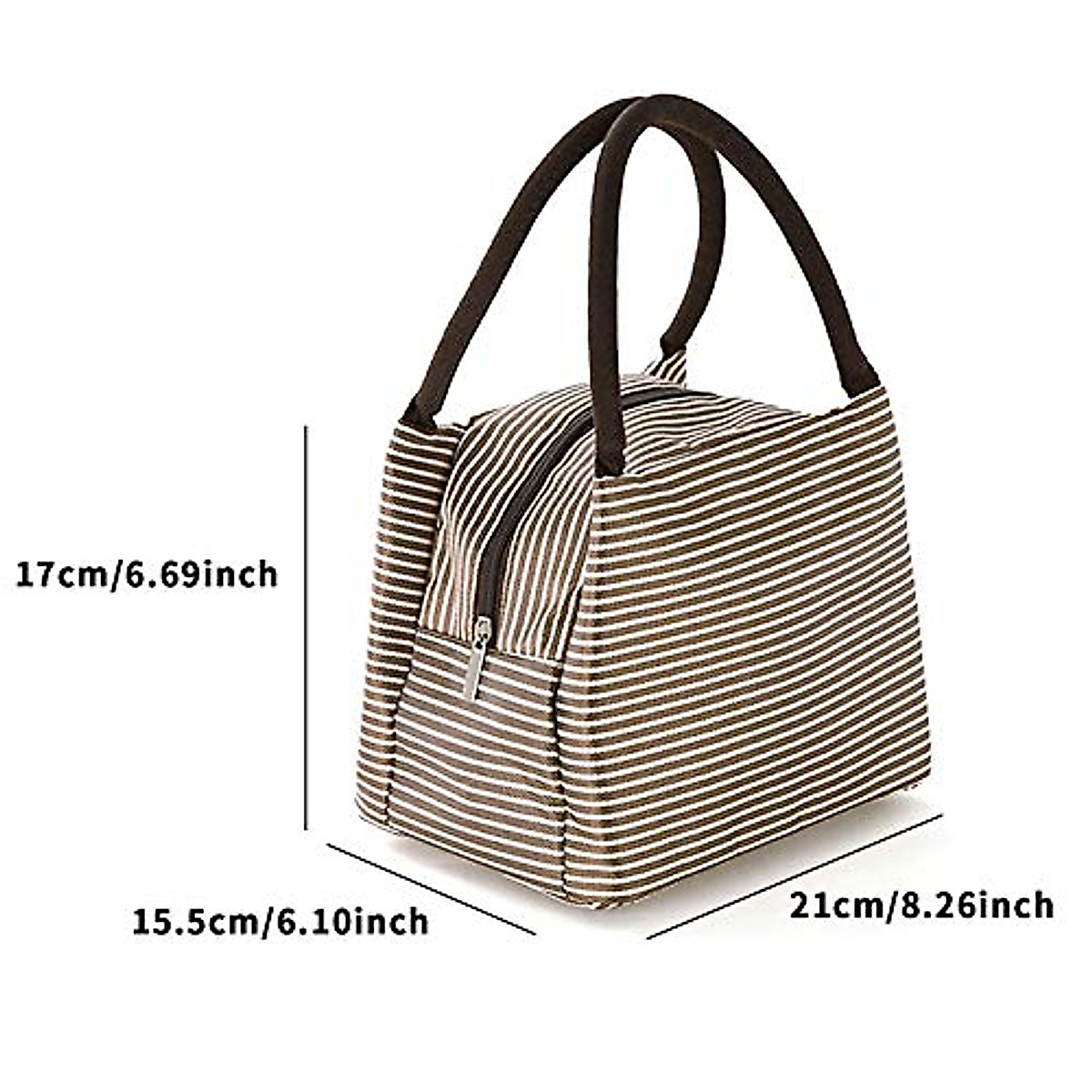 Lunch Bags,Waterproof Foldable Lunch Bag for Women,Use for Fruit,Snacks,Milk,Tissue Paper,Keys,Cards，Coffee Stripes