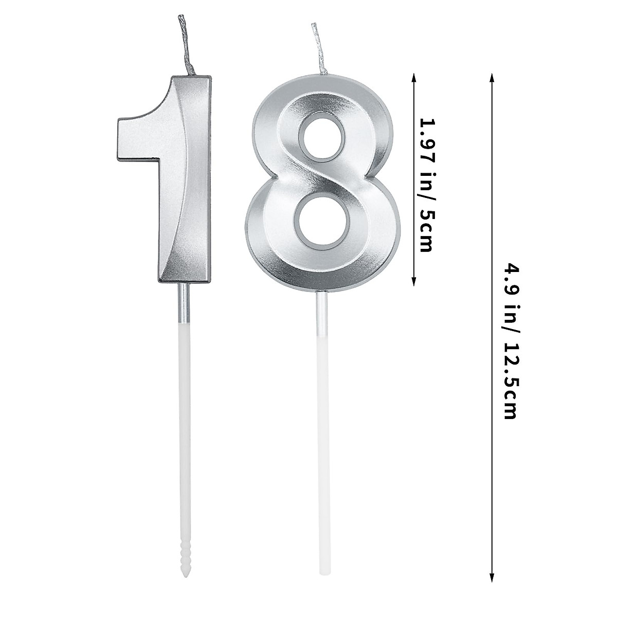 Silver 18th & 81st Birthday Candles for Cakes, Number 18 81 Candle Cake Cupcake Topper for Birthday Anniversary Party Decoration