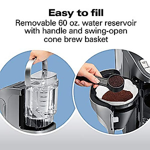 Hamilton Beach Professional Programmable Drip Coffee Maker, 12 Cup Capacity Ergonomic Carafe, 60oz Removable Reservoir, Brushed Metal (49500)