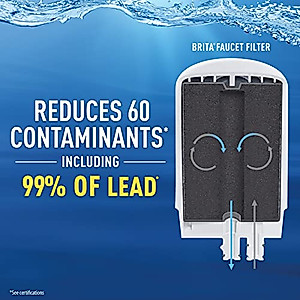 Brita Water Filter for Sink, Faucet Mount Water Filtration System for Tap Water, Reduces 99% of Lead, Chrome
