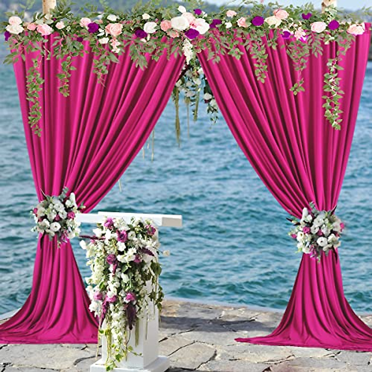 10ft x 10ft Hot Pink Backdrop Curtain for Parties Fuchsia Wrinkle Free Backdrop Drapes Panels for Baby Shower Birthday Photo Photography Polyester Fabric Background Decoration