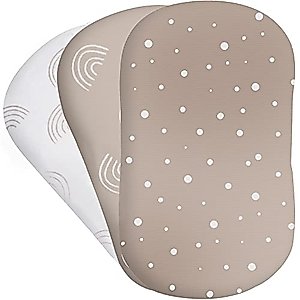 Bear’s Little Fish 100% Organic Cotton Baby Bassinet Sheets - Soft Fitted Crib Sheets for Hourglass Rectangular Oval Bassinet Mattress Pad Basket For Bedside - 3-Pack