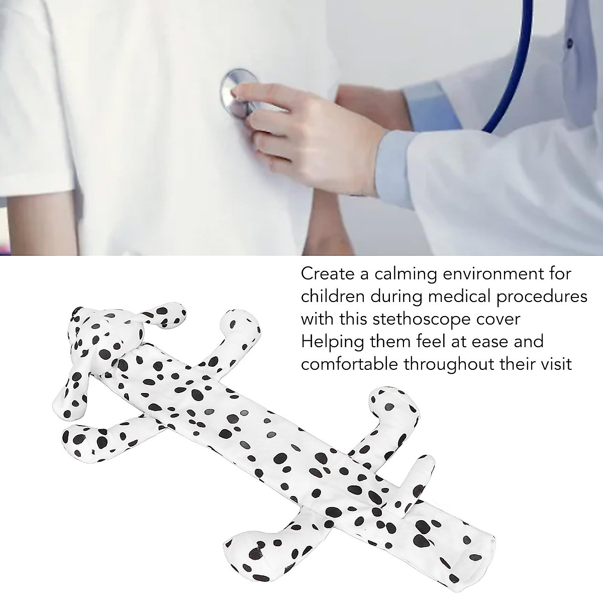 Dioche Stethoscope Cover, Animal Shape Stethoscope Cover Sleeves Plush Sleeves Stethoscope Accessories for Nurses & Doctors (Spotted Dog)