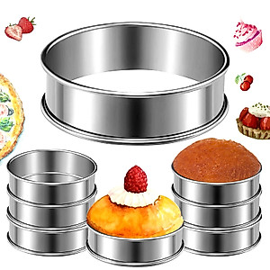 8 Pack English Muffin Rings Crumpet Ring,Double Rolled Stainless Steel Crumpet Rings Non Stick Metal Round Egg Ring Mold or Home Food Making Baking Tool（3.4 Iinch)