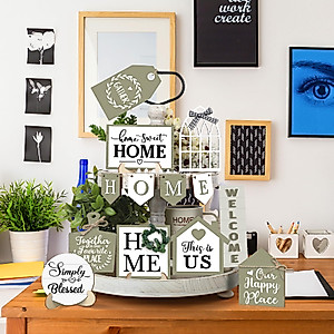Purpeak 13 Farmhouse Tiered Tray Decor Set Sweet Home Tiered Tray Decorations Home Rustic Wooden Signs Decorative Farmhouse Kitchen Table Decor for Dining Room Country Summer Shelf Centerpiece Gift