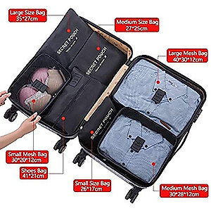 7 Set Packing Cubes for Travel, Luggage Organizers with Shoe Bag, Compression Pouches Clothes Suitcase Lightweight Storage Bag