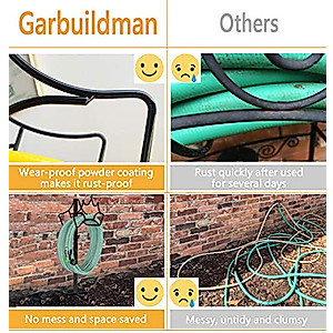 Garbuildman Freestanding Garden Hose Stand Holder - Metal Water Pipe Reel Rack for Outdoor, Shiny Black