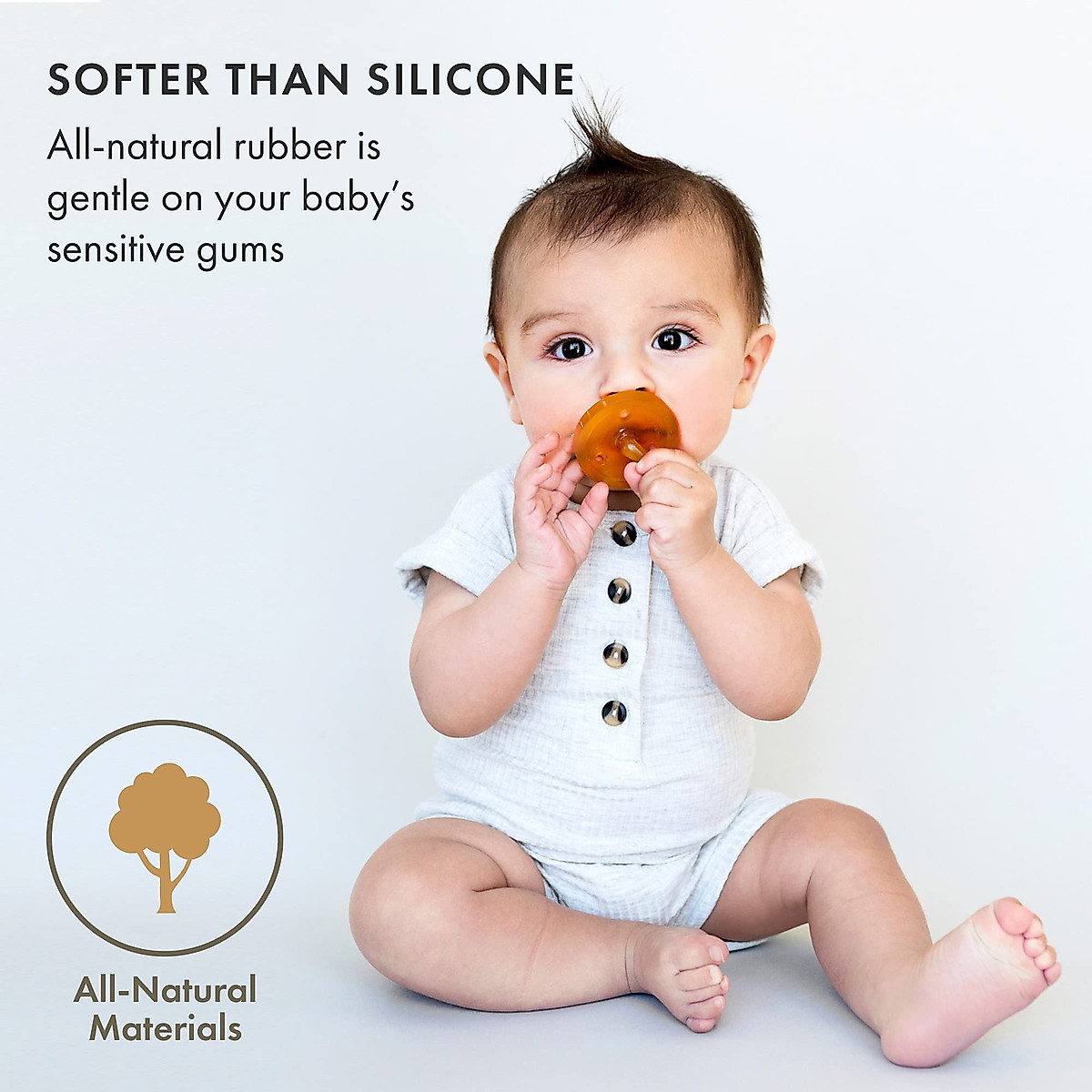 Natursutten Pacifiers 0-6 Months - 1-Pack Original Shield Orthodontic Nipple Natural Rubber Safe & Soft BPA-Free Pacifiers for Breastfeeding Babies - Newborn Pacifiers Made in Italy