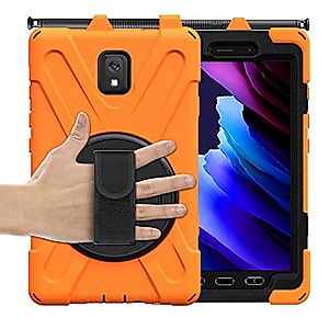 Case for Samsung Galaxy Tab Active 3 8" T570 T575 T577, Heavy Duty Shockproof Rugged 3 Layer Kids Durable Case with 360 Swivel Kickstand, Shoulder Strap & Hand Strap