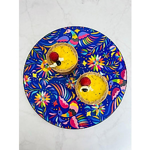 HASTA LA RAIZ | Mexican Handmade Cheese Board covered with resin. Ideal for Charcuterie Platter & Serving Tray. Model: Blue Tenango.