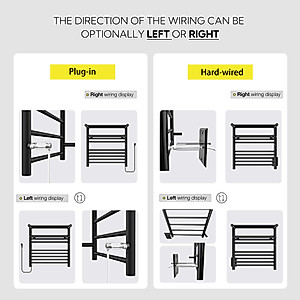 P&Bhursri Heated Towel Rack for Bathroom, Towel Warmer with Top Shelf, Wall Mounted Towel Warmer Rack, Hard-Wired/Plug-in, Matte Black