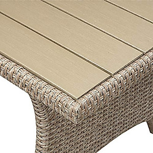 LCH Patio Furniture, 5 Piece Outdoor Conversation Set,All-Weather Wicker Dining Table Chair with Ottoman and Throw Pillows for Lawn, Backyard, Garden, Poolside and Balcony, Beige