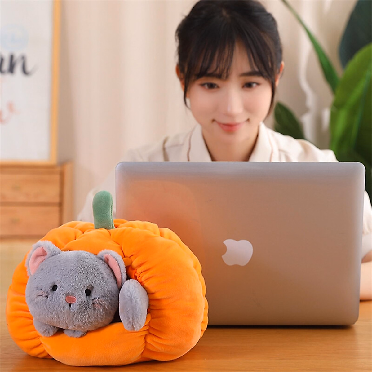 Keludu Halloween Plush Pillow Pumpkin with Dog - Creative Design | Soft Stuffed Animal