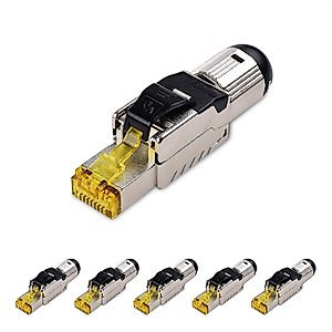Cable Matters 10Gbps 6-Pack Tool-Free Shielded Cat6a / Cat6 RJ45 Termination Plug Connector, Cat6 Connector, Cat6 Plug