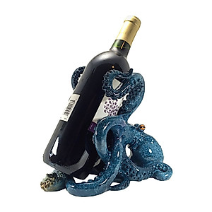 Blue Octopus Wine Bottle Holder 7.5 Tall