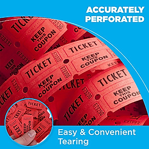 HENRY DOTS 50/50 Double Raffle Tickets - Orange - 100 Ticket Count Per Pack - Easy Tear Away Stubs for Contact Info - Raffle Drum Tickets for Drinks, Carnival, Chinese Auction, Events