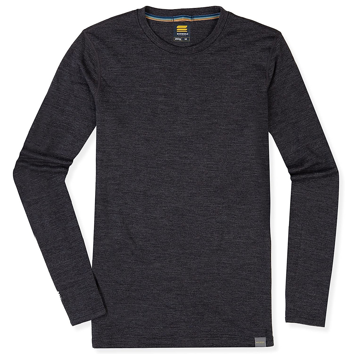 MERIWOOL Mens Base Layer - 100% Merino Wool Midweight Long Sleeve Thermal Shirt Charcoal Gray