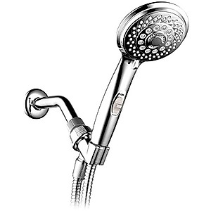 HotelSpa 7-Setting AquaCare Series Spiral Handheld Shower Head with Patented ON/OFF Pause Switch and 5-7 foot Stretchable Stainless Steel Hose (Premium Chrome)