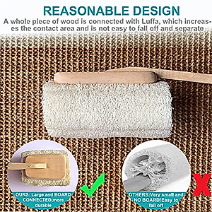 2 Pack Natural Exfoliating Loofah luffa loofa Bath Brush On a Stick - with Long Wooden Handle Back Brush for Men & Women - Shower Sponge Body Back Scrubber
